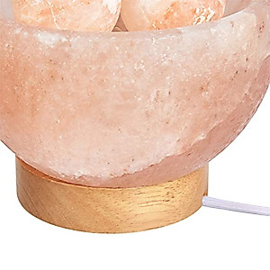 Amazon Basics Natural Himalayan Salt Lamp Bowl with Massage Balls, Wood Base with Dimmer Switch - Crystal Pink