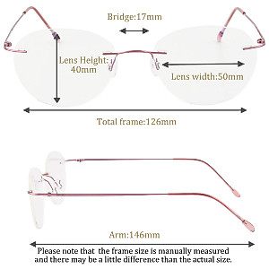 SHINU Titanium Blue Light Blocking Computer Glasses Rimless Frame-JATT1022(C3,CR39-0)