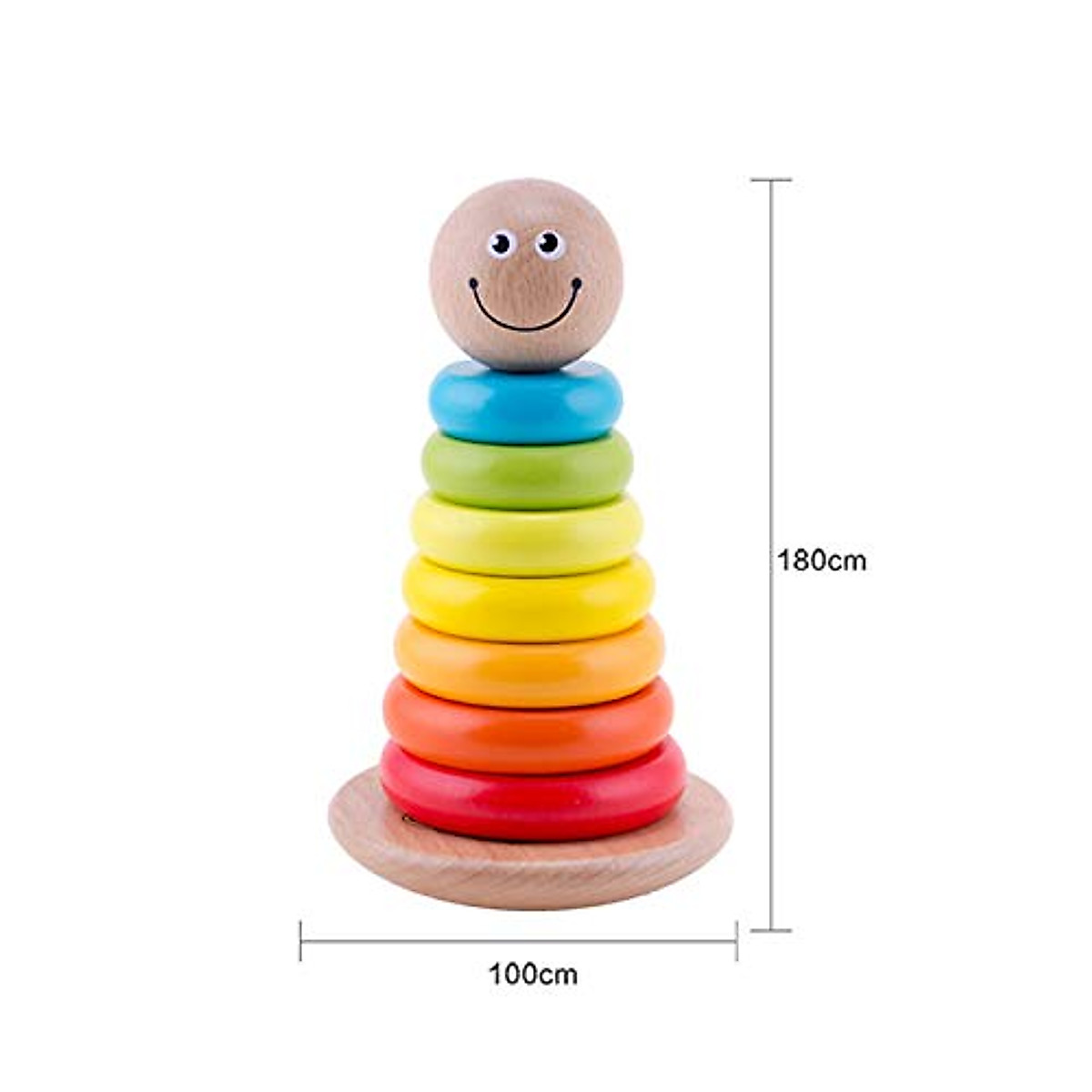 ACOOLTOY Wooden Rainbow Stacking Tower, Stacking Ring Toys for Children Over 18 Months