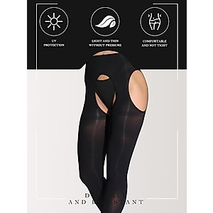 SUREPOCH Suspender Tights for Women Plus Size Garter Belt Black Control Top Pantyhose