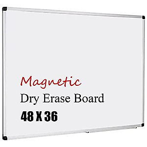 XBoard Magnetic Whiteboard 48 x 36, White Board 4 x 3, Dry Erase Board with Detachable Marker Tray