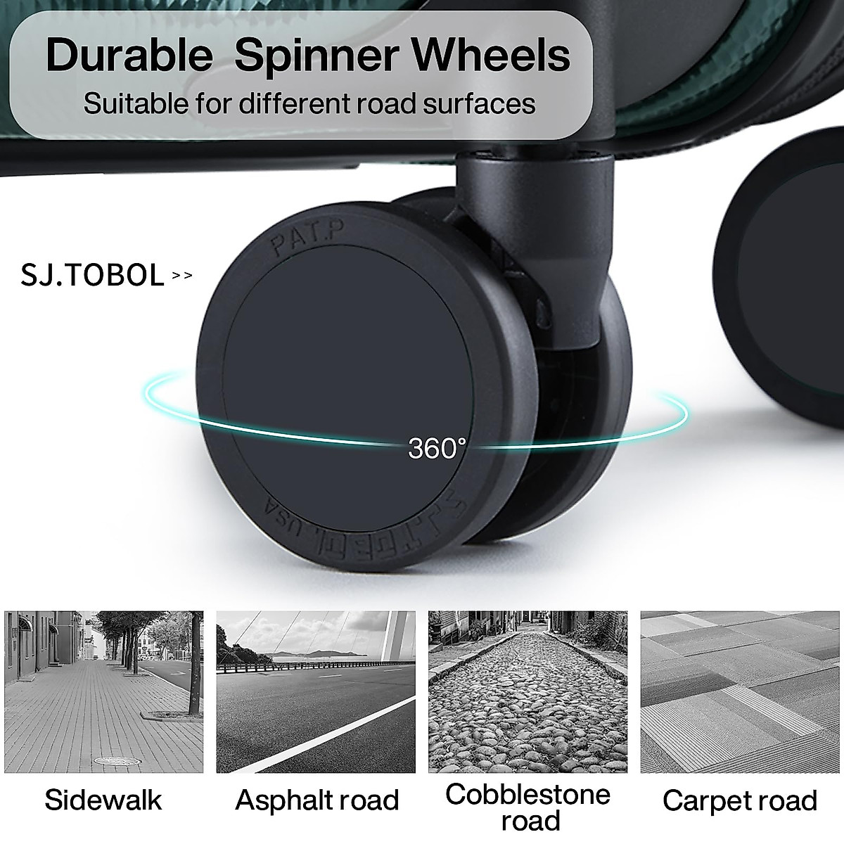 Hanke 20 Inch Carry On Luggage 22x14x9 Airline Approved Lightweight PC Hard Shell Suitcases with Wheels Travel Luggage Rolling Suitcase Travel Luggage Bag for Weekender(Blackish Green)