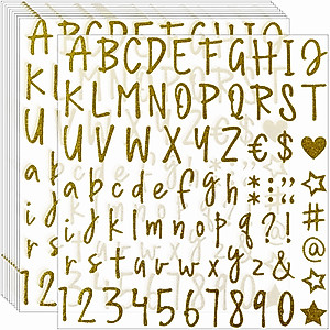 Waynoda Glitter Letter stickers 10 Sheets 810 Pieces Self-Adhesive Alphabet Number Stickers, Graduation Cap Letter Stickers for Sign, Mailbox, Notebook, Classroom Decor, Business, Address Number