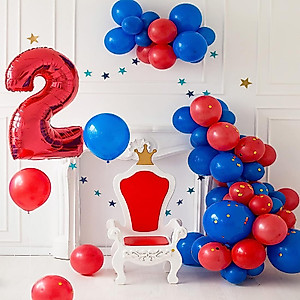 Red Blue Balloon Garland Kit, 18/12/10/5 inch Blue Red Chrome Silver and Sand White Party Balloon Arch Kit for Baby Shower Graduation Baseball Superhero Birthday National Day 4th of July Decorations