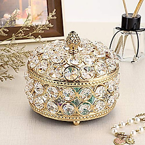 Hipiwe Crystal Mirrored Jewelry Box - Jewelry Trinket Organizer Treasure Box Home Decor Ring Earrings Necklace Storage Holder Chest Keepsake Box,Birthday Christmas Gift for Women Girls, Large