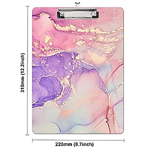 Fashion Clipboard, A4 Letter Size Wooden Decorative Clipboards for Teacher, Nurse, Doctor,Student and Kids, Cute Design for Standard Size 12.2" x 8.9" (C-Pink Purple Marble)