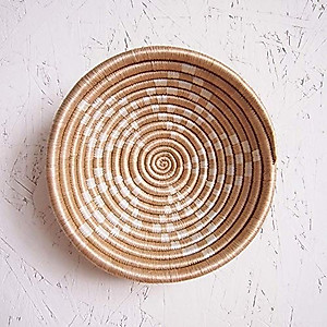 Small African Basket- Tabora/Rwanda Basket/Woven Bowl/Sisal & Sweetgrass Basket/Tan, White