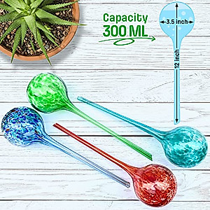 Pirhom Large Plant Watering Globes-Set of 4 | Durable Glass Automatic Waterer for Indoor Outdoor Plants | Up to 2 Weeks Hands Free | Ideal for Vacation Watering & Garden Decoration | 12"x3.5"