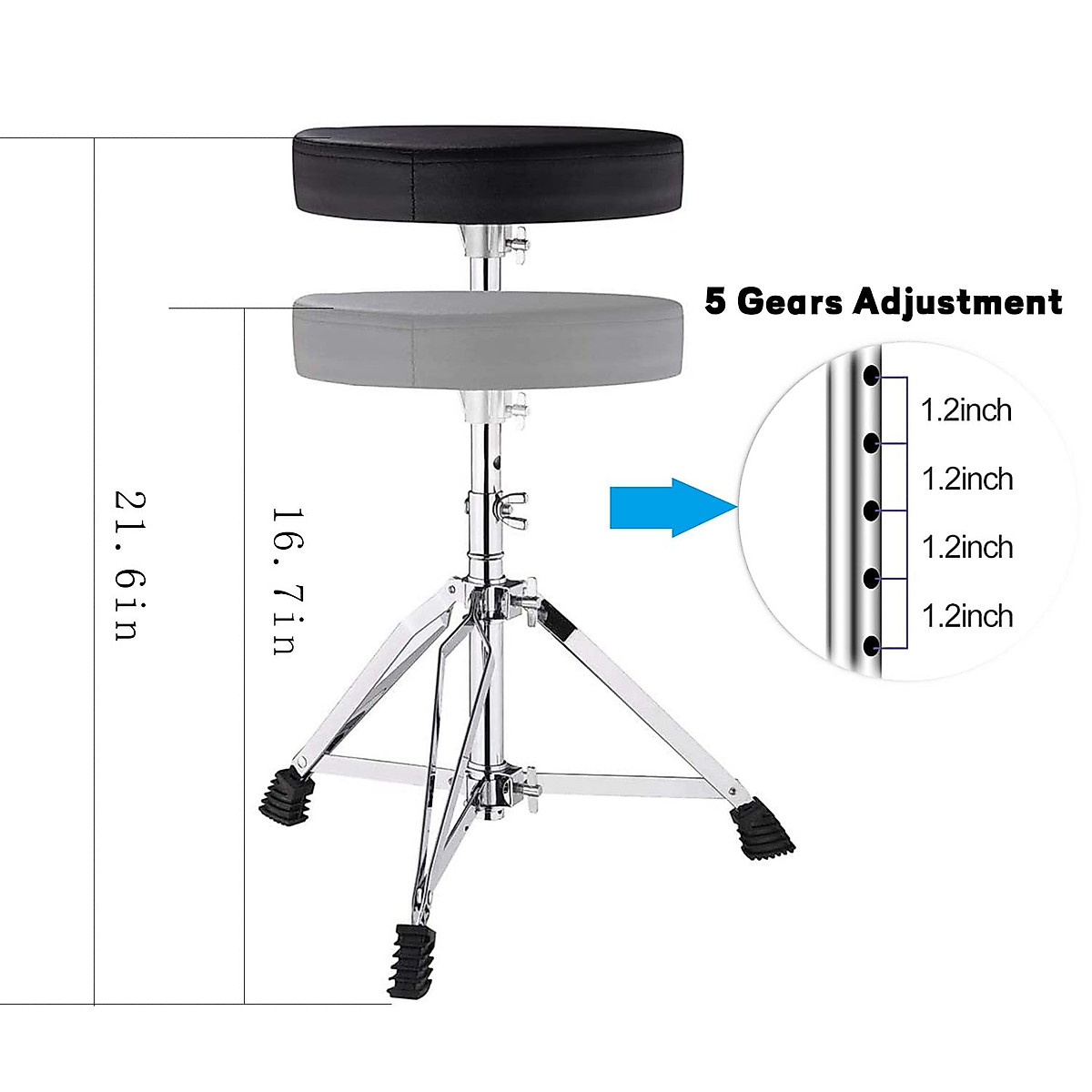 LeSage Adjustable Drum Throne for Kids Drum Stool Adjustable Height Drummer Seat Drum Set Chair for Adults Musicians Stool with Anti-Slip Feet