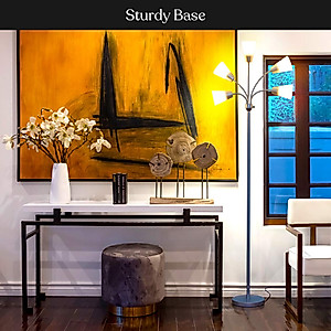 Brightech Medusa Modern LED Floor Lamp – Multi Head Dimmable Floor Lamp for Living Rooms & Offices – Tall Lamp with Interchangeable Shade, Standing Lamp with 5 LED Bulbs for Hobbies - Silver