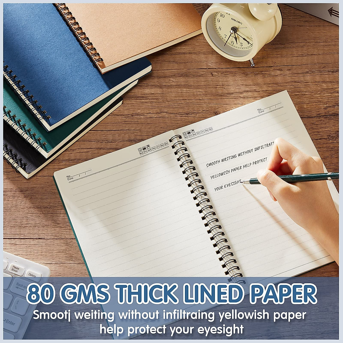 12 Pack Hardcover Spiral Notebook College Ruled A5 Spiral Journal Notebook Lined Notebooks Journals for Office School Supplies, 100 Pages/ 50 Sheets, 8.3 x 5.5 Inches