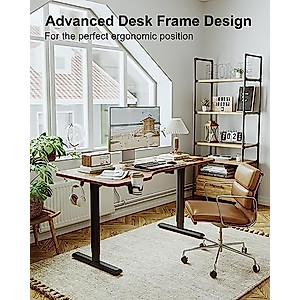 FEZIBO 63"x28" L Shaped Standing Desk, Electric Stand up Height Adjustable Home Office Table, Sit Stand Desk, Rustic Brown Top