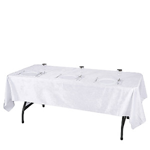 Tableclothsfactory 60 x 102 Inch White Rectangle Tablecloth - Premium Velvet Table Cloth for Wedding, Party, Banquet, and Events