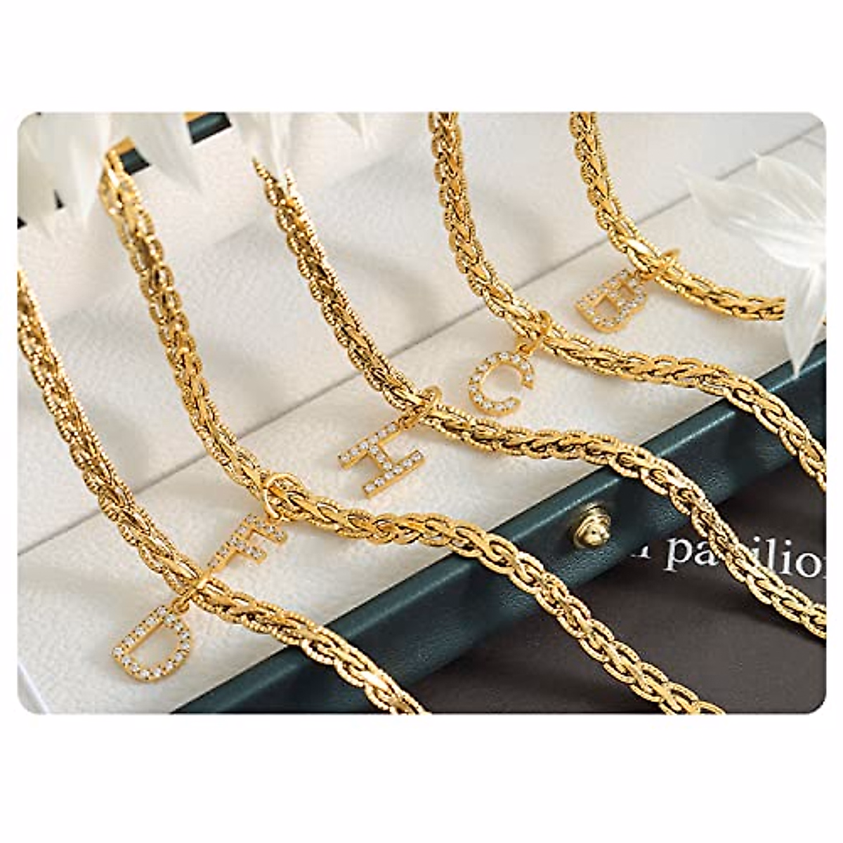 GOGOEY Dainty Initial Necklaces for Women, 18K Gold Filled Vintage Choker Necklaces Simple Cubic Zircon Letter Pendant Initial Choker Necklace Gift for Women Necklace Jewelry (J)