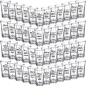Kigeli 48 Pcs Funny Shot Glasses for Adults 1.2oz thick Base Shot Glasses Bulk Acrylic Clear Party Small Shot Glasses for Men Women Birthday Party Friends Gifts