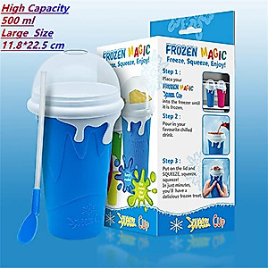 Slushie Maker Cup, Slushie Maker Magic Squeeze Cup Double Layer Squeeze Cup, Homemade Milkshake Maker Cooling Cup DIY for Family