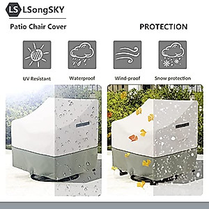 LSongSKY Outdoor Swivel Lounge Chair Cover,100% Waterproof Heavy Duty Outdoor Chair Covers,(33 L x 37 W x 38.5 H inches) Patio Furniture Cover for Swivel Patio Lounge Chair,White&Grayish Green