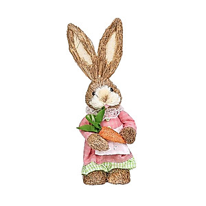 Ewer Easter Simulation Rabbit, Cartoon Dressed Rabbit Ornament with Carrot, Artificial Simulation Foam Rabbit for Easter Decor Garden Party Home Decorations Photography Props X8APV29X1410GHW