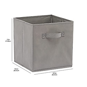 Amazon Basics Collapsible Fabric Storage Cubes Organizer with Handles, 10.5"x10.5"x11", Grey - Pack of 6