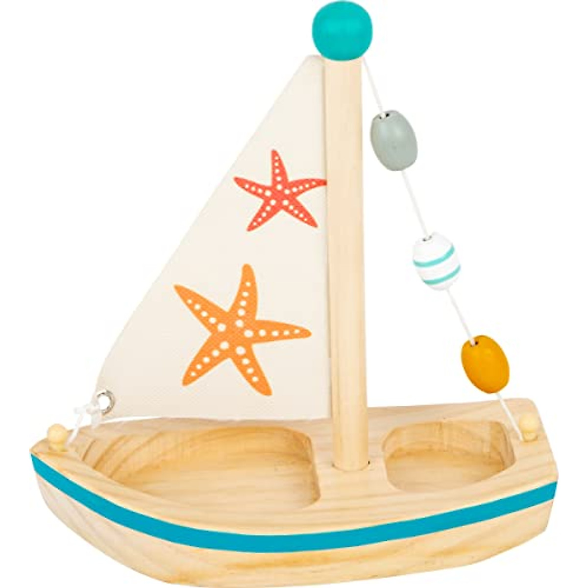 small foot wooden toys Starfish Sailboat Premium Water Toy, Multicoloured