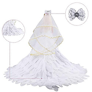 Keysse Doll Clothes Voluminous Skirt Large Trailing Wedding Dress with 5 Accessories, Crown+ Veil+ Bow Hair Clips+ Necklace and Bracelet, Princess Evening Party Clothes Outfit for 11.5" Doll