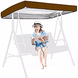 BTURYT Swing Canopy Replacement Cover, Waterproof 2/3 Seater Patio Swing Canopy Cover,Sun Shade Replacement Canopy Top Cover-(top Cover only)