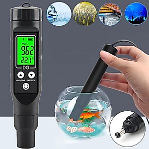 Generic Dissolved Oxygen Meter, Dissolved Oxygen Test Kit with Pen Shaped Polarographic Probe, Portable DO Tester for Aquarium Aquaculture Water Test, Bluetooth App Control, DO Range 0.0‑30.0mg/L