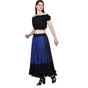 Wevez Women's American 25 Yard Cotton Skirt (Blue Tie Dye)