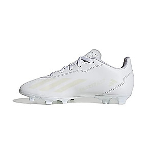 adidas X Crazyfast.4 Firm Ground Cleats Sneaker, White/White/White, 12 US Unisex Little Kid