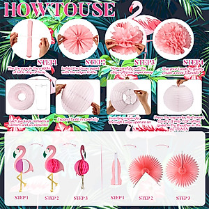 97 Pieces Flamingo Party Decorations Set, Including 36 Inflatable Drink Floats 50 Pink Flamingo Straws 11 Pink Flamingo Party Decorations Reusable Pool Drink Holder Plastic Drinking Straws for Party