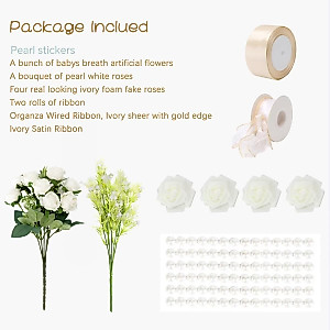 Wedding Broom for Jumping Ceremony, Jumping The Broom for Wedding, Decorative Broom DIY with Ribbons Artificial Pearl Roses