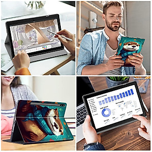 for Samsung Galaxy Tab S8 Plus 2022/Tab S7 FE 2021/Tab S7 Plus 2020 12.4" Tablet Case,PU Leather Slim Anti Slide Folding Stand Cover with Auto Wake/Sleep for Tab S8+/ S7 FE/ S7+,Happy Otter Scarf