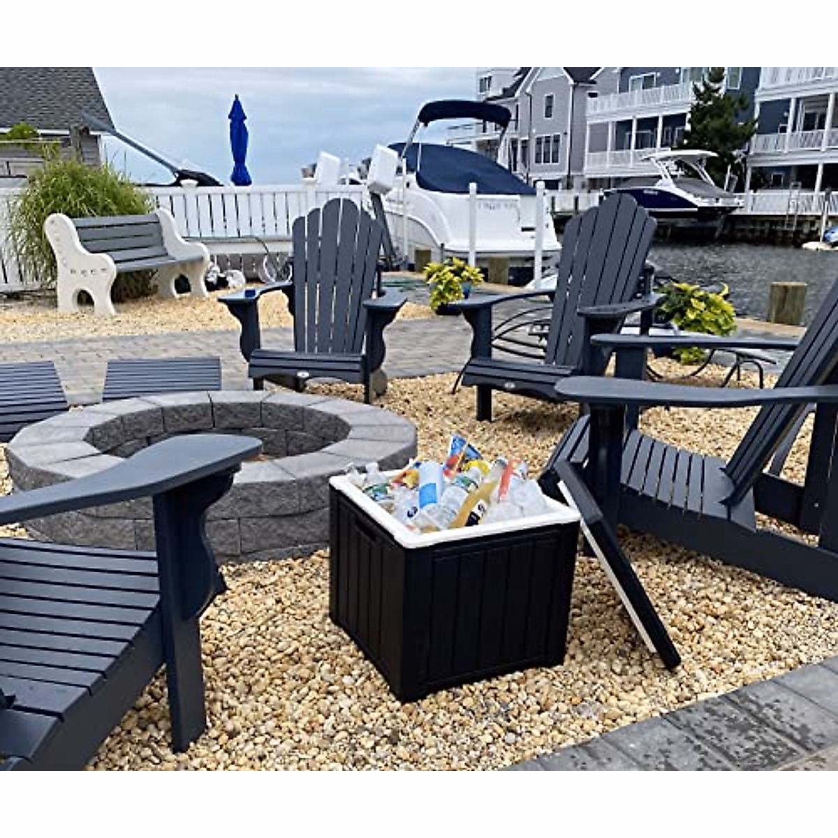 Ice Cooler/Storage Deck Box, and seat, Outdoor Ice Chest is Great to Use for Pool Accessories, Hot Tub Towel Holder, Toys, Gardening Tools, Sports Equipment, UV Resistant Resin,