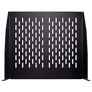 Navepoint 2U 19-Inch Universal Vented Rack Mount Cantilever Fixed Server Cabinet Shelf 16-Inches Deep Black