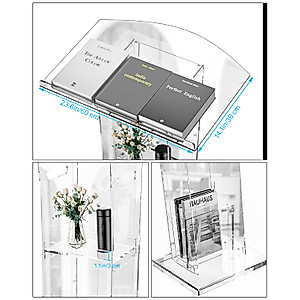 KSacry Acrylic Clear Podium Stand with Storage Shelf,Plexiglass Pulpits for Churches,Conference,Speeches,Weddings,Classroom,Professional Presentation Podiums (23.6" L X 17.7" W X 43" H, Transparent)