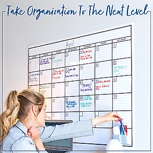 Large Dry Erase Calendar for Wall | Large Wall Calendar Dry Erase Monthly | 24x36 & 36x48 | Dry Erase Calendar Board for Wall | Whiteboard Calendar | Calendar Whiteboard | White Board Calendar Dry Erase for Wall