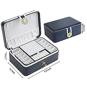 Jewelry Box Organizer, Two Layer Large Jewelry Storage Case, Pu Leather Jewelry Box for Women and Girls to Store Rings, Earrings, Necklaces, Bracelets and Watches