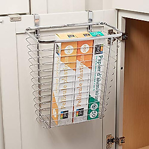iDesign Axis Steel Over the Cabinet Storage Basket Organizer for Kitchen, Pantry, Bathroom, Office, Dorm Room, 7.1" x 12.2" x 14.2", Chrome
