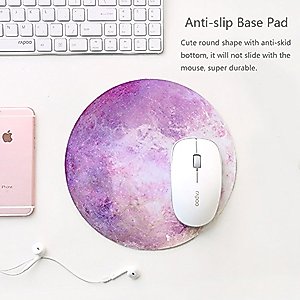 HaloVa Mouse Pad, Anti Slip Planet Mouse Mat for Desktops, Computer, PC and laptops, Customized Round Mouse Pad for Office and Home, Moon