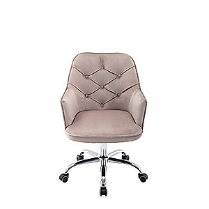 Goujxcy Home Office Chair, Velvet Desk Chair Modern Adjustable Swivel Chair, Upholstered Task Chair Accent Chair Executive Chair Vanity Desk Chair (Grey)