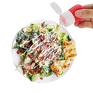 Timiuu Squeeze Salad Dressing Bottles with Cleaning Brush | Portable Sauce Bottle Condiment Bottles | Dressing to Go for Lunch | 1.3 OZ, Set of 4 | Food-grade Silicone, BPA Free