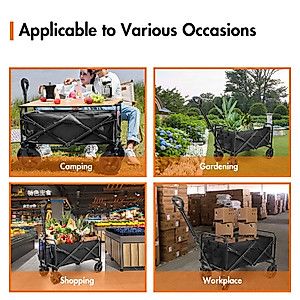 NEOTEC Collapsible-Folding-Wagon - Wagon Cart Heavy Duty Foldable Outdoor Utility with Silent Universal Wheels, Adjustable Handle for Camping