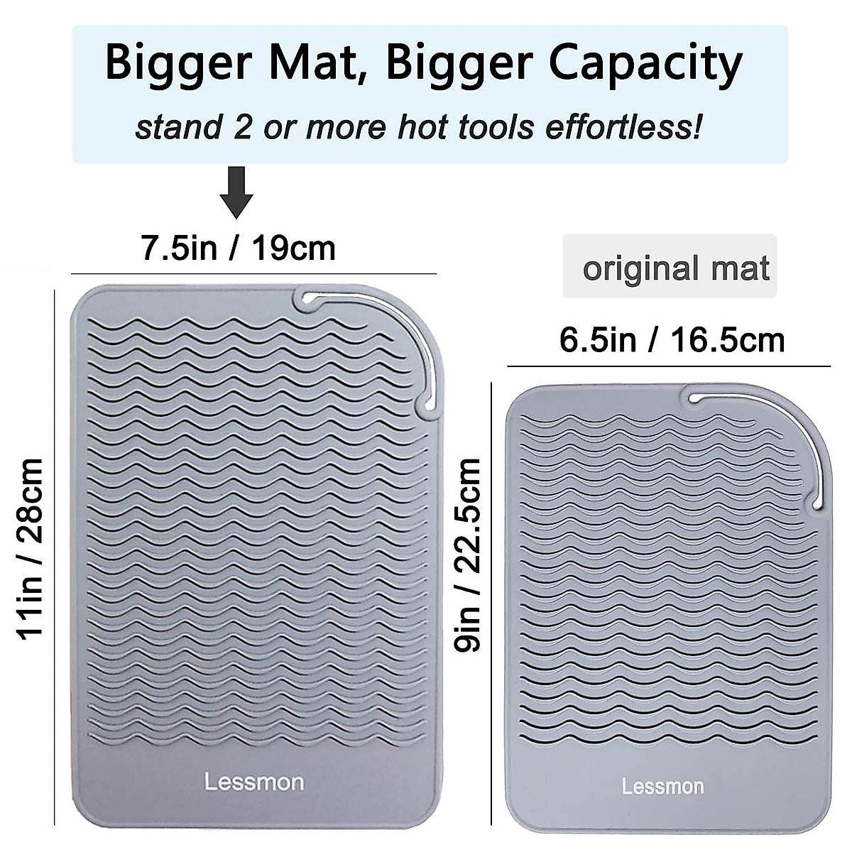 Large Heat Resistant Mat for Curling Irons, Hair Straightener, Flat Irons and Hair Styling Tools 11" x 7.5", Grey