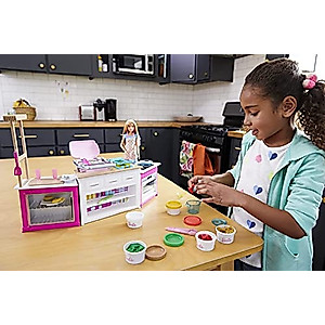 Barbie Ultimate Kitchen Doll & Playset with Lights & Sounds, Food Molds, 5 Dough Colors & 20+ Accessories, Blonde Chef Doll (Amazon Exclusive),Pink