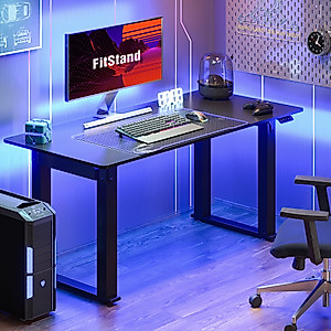 FitStand 4 Legs Standing Desk with Dual Motor, Large 63x30 inches Electric Adjustable Height Gaming Desk with Splice Board, Stand up Home Office Desk Computer Workstation,Black