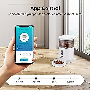 HBN Automatic Cat Feeders, 4L Dog Food Dispenser Dry Food,Work with Alexa and Voice Recorder,2.4Ghz Wi-Fi Enabled App Control