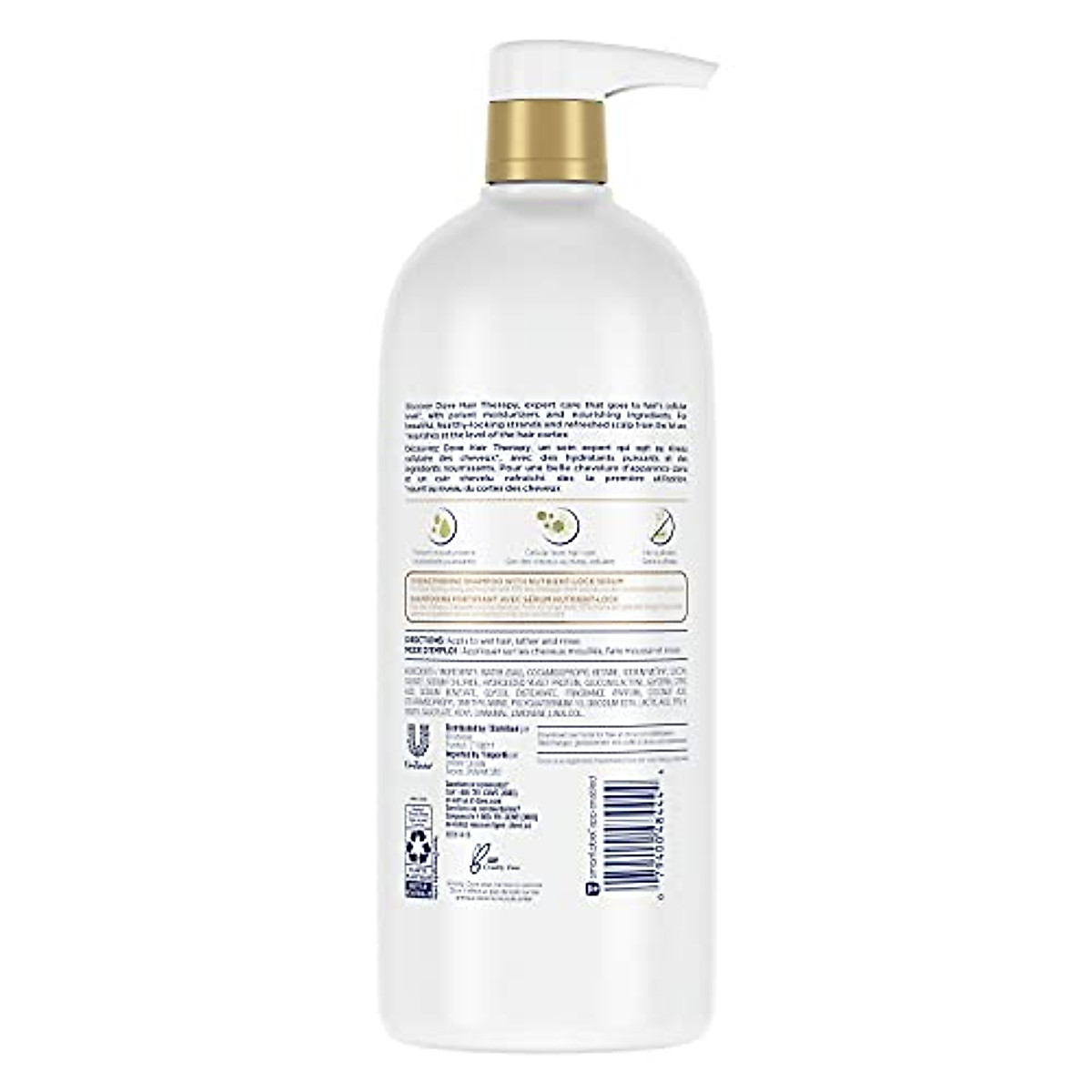 Dove Hair Therapy Shampoo for Damaged, Breakage Remedy with Nutrient-Lock Serum, 33.8 Fl Oz