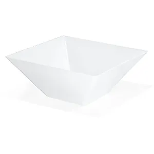 Red Co. 8.5” x 8.5” Square 2 Quart Reusable Tapered Fruit  Serving Bowl, Set of 4 - White