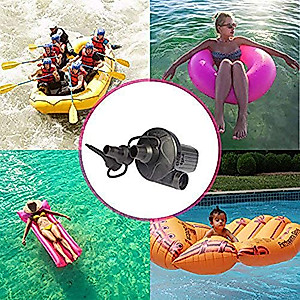 Electric Air Pump, Portable Air Pump Quick-Fill Inflator Deflator with 3in1 Nozzle Adapter for Air Mattresses Airbeds Boats Swimming Ring Inflatable Pool Raft(AC 110V/DC 12V)