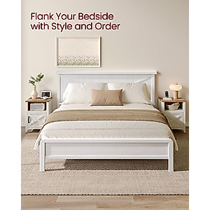 VASAGLE Farmhouse Nightstand with Barn Door, Set of 2, Bedside Table with Storage, Side End Table, Night Stand with Open Compartment, for Bedroom, Rustic White and Honey Brown ULET809K41